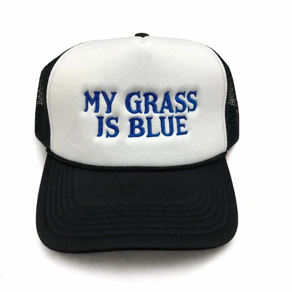 My Grass is Blue Hat – Black Foam Trucker – Bluescentric